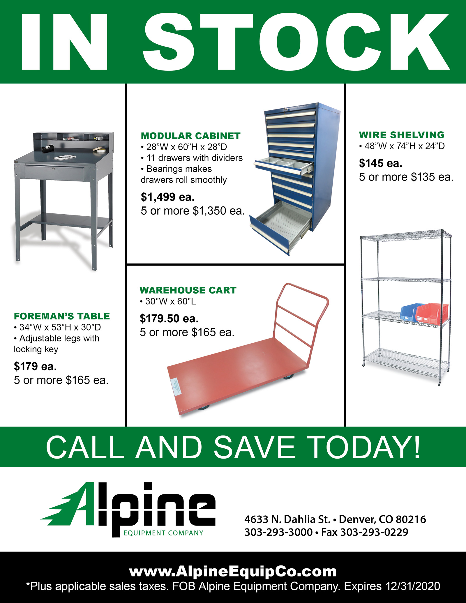 In Stock for December 2020 - Foreman's Tables, Modular Cabinets ...